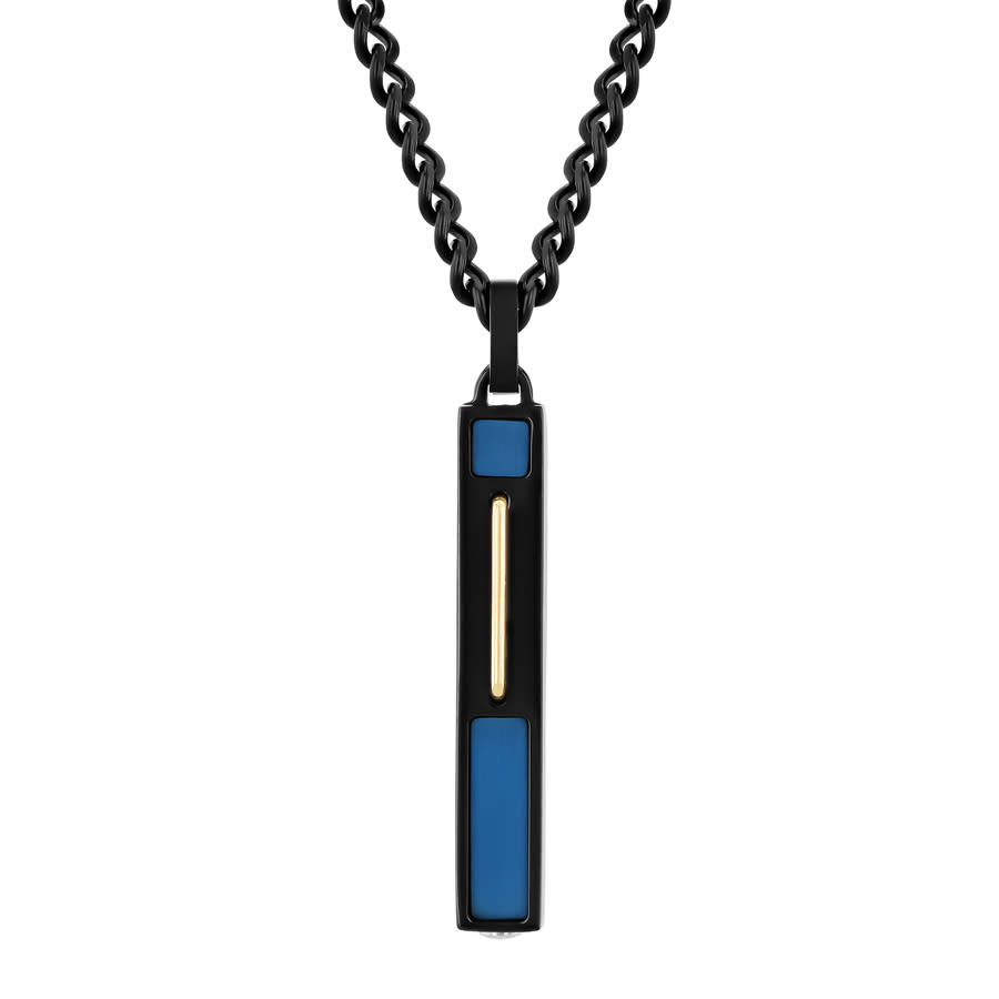 Robert Alton Stainless Steel Stick Pendant W/Black, Blue & Yellow ...
