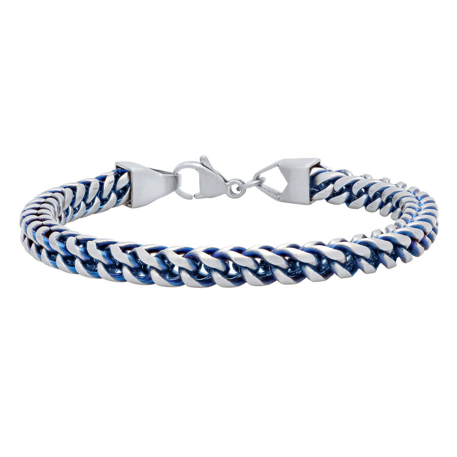 Robert Alton Stainless Steel White and Blue Men's Franco Chain TS13833 ...