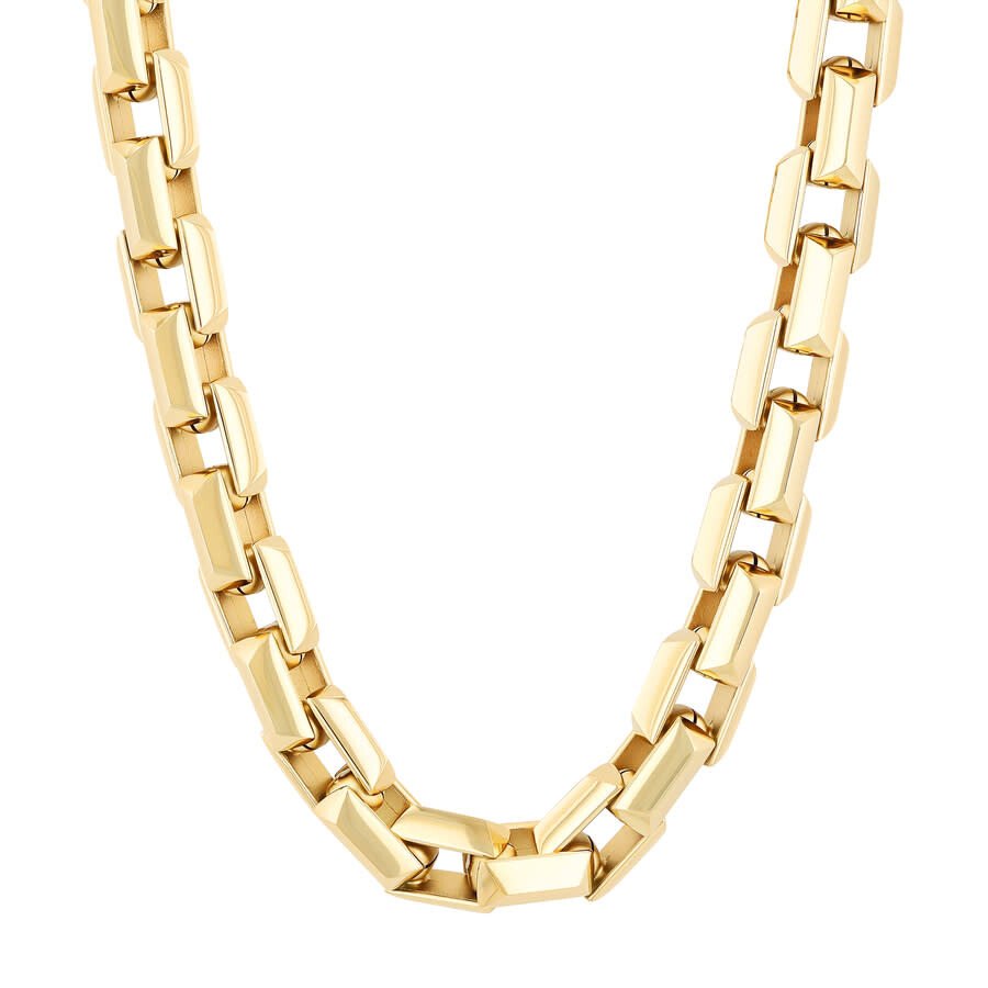 Robert Alton Stainless Steel with Yellow Finish Beveled Box Link Chain ...