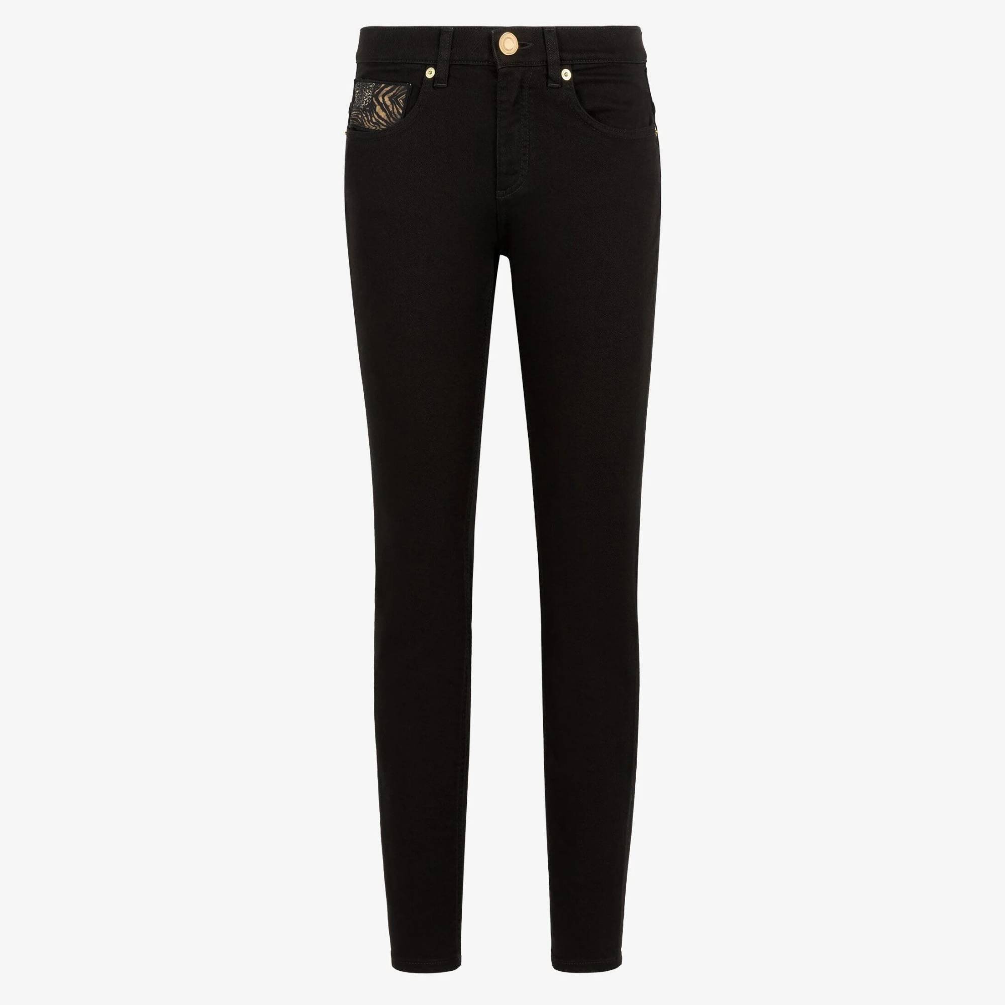 Roberto Cavalli Animalier Patchwork-Print Slim-Fit Jeans, Brand Size 38 ...
