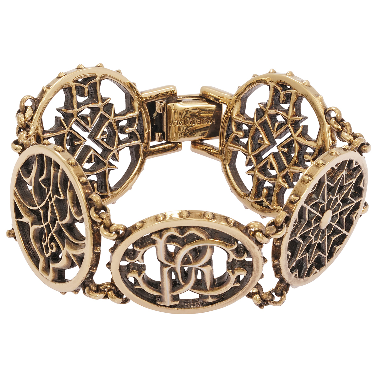 Roberto Cavalli Ladies Antique Gold Tone RC Logo Bracelet, Size Small ...