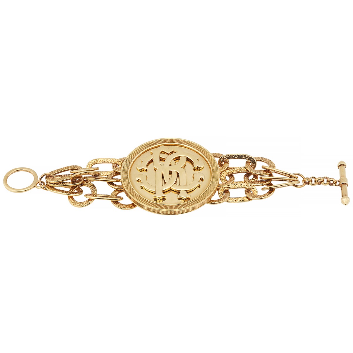 Roberto Cavalli Ladies Lucky Coin RC Logo Metal Bracelet, Size Medium ...