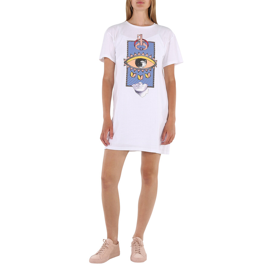 Roberto Cavalli Ladies Optical White Cotton Evil Eye Dress, Brand Size ...
