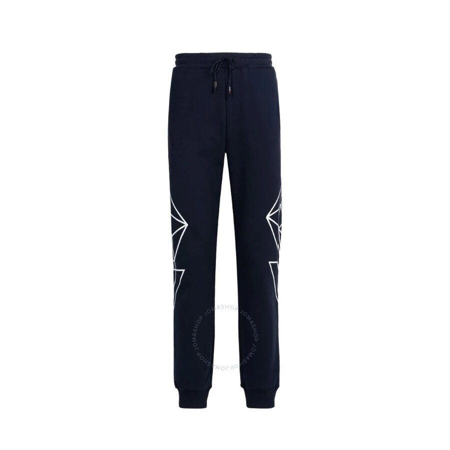 Roberto Cavalli Men's Dark Navy Abstract-Print Cotton Sweatpants, Size ...