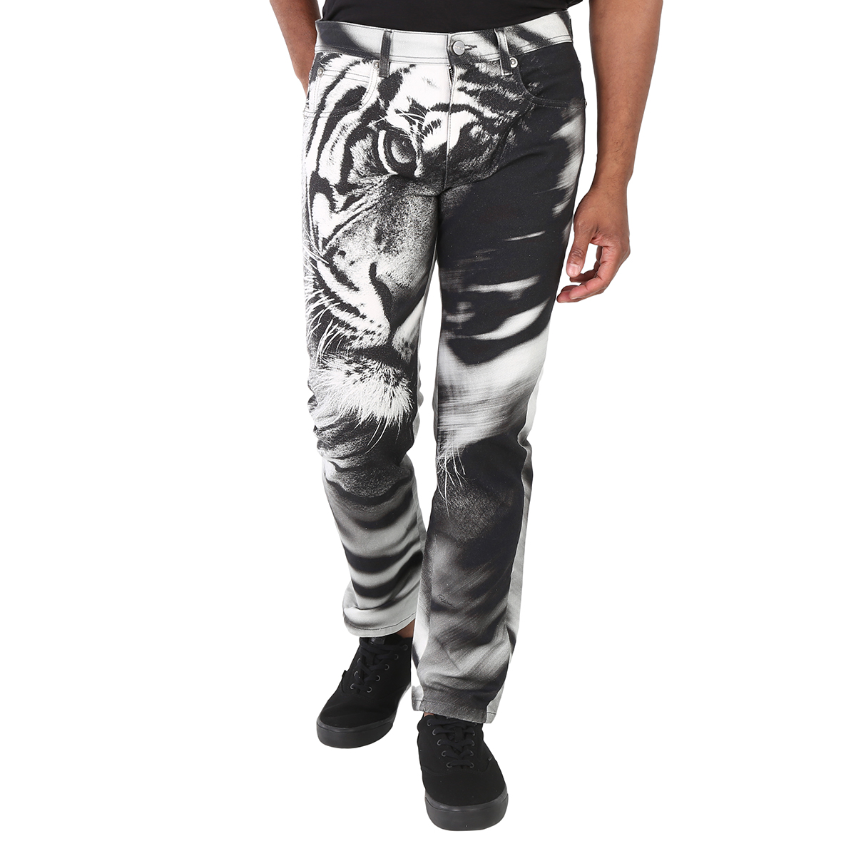 Roberto Cavalli Men's Heritage Tiger Print Cotton Jeans, Waist Size 32 ...