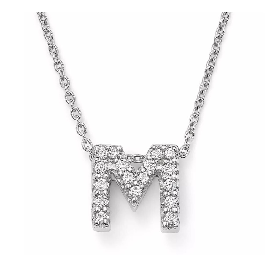 Roberto Coin 18K White Gold "Love Letter" Initial Pendant Necklace With ...