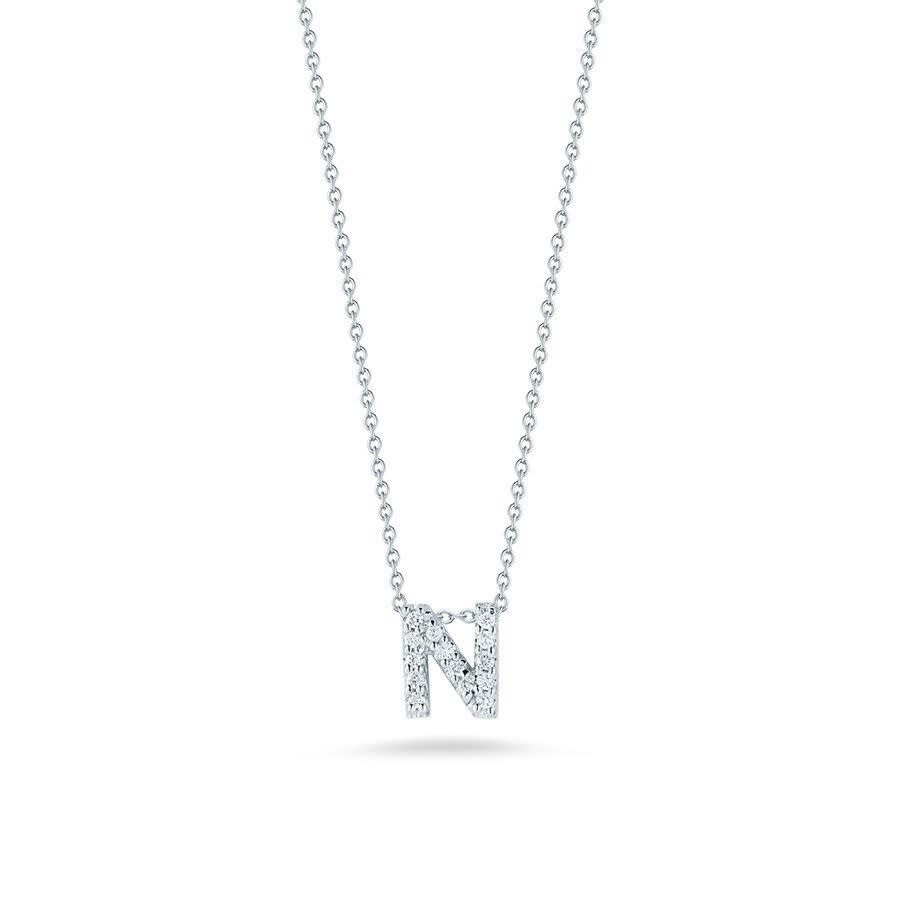 Roberto Coin 18K White Gold Tiny Treasures Diamond Letter "N" Pendant ...