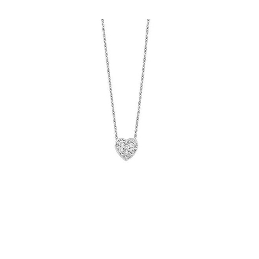 Roberto Coin 18K White Gold Tiny Treasures Small Diamond Heart Necklace ...