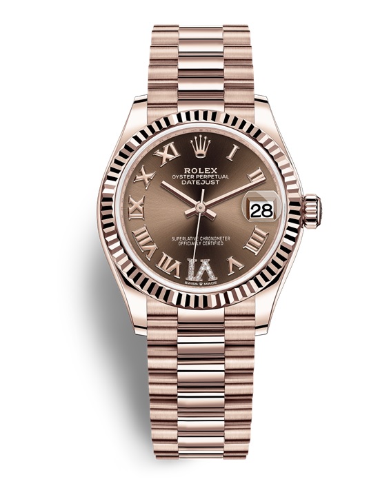Rolex Datejust 31 Automatic 18kt Everose Gold Diamond Chocolate Dial ...
