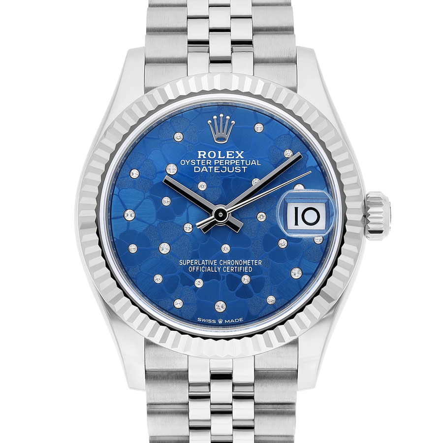 Rolex Datejust 31 Azzurro-Blue Floral Motif Diamond Dial Automatic ...