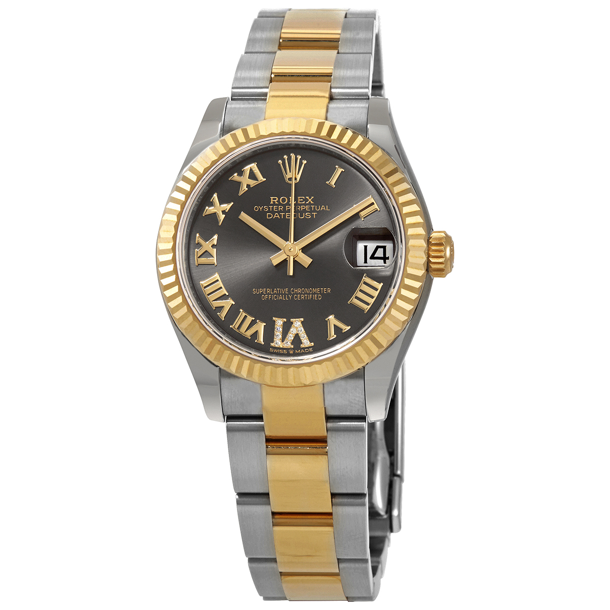 Rolex Datejust 31 Dark Grey Dial Automatic Ladies Steel and 18kt Yellow ...