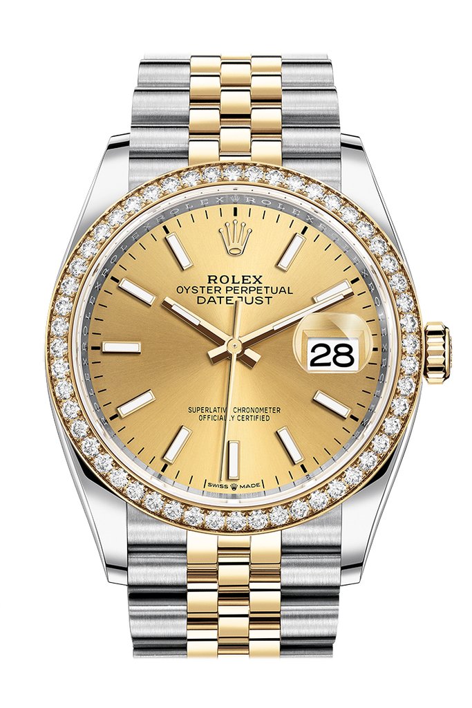 Rolex Datejust 36 Champagne Dial Men's Steel and 18kt Yellow Gold ...