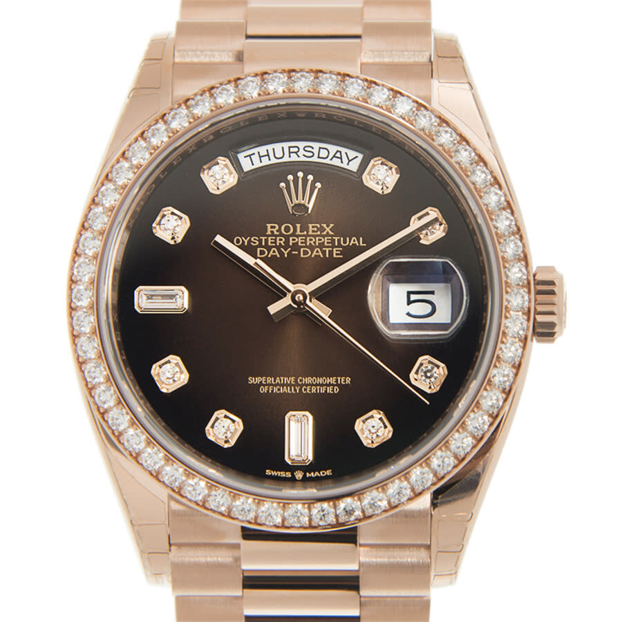 Rolex Day-Date Automatic Chronometer Diamond Brown Dial Ladies Watch ...