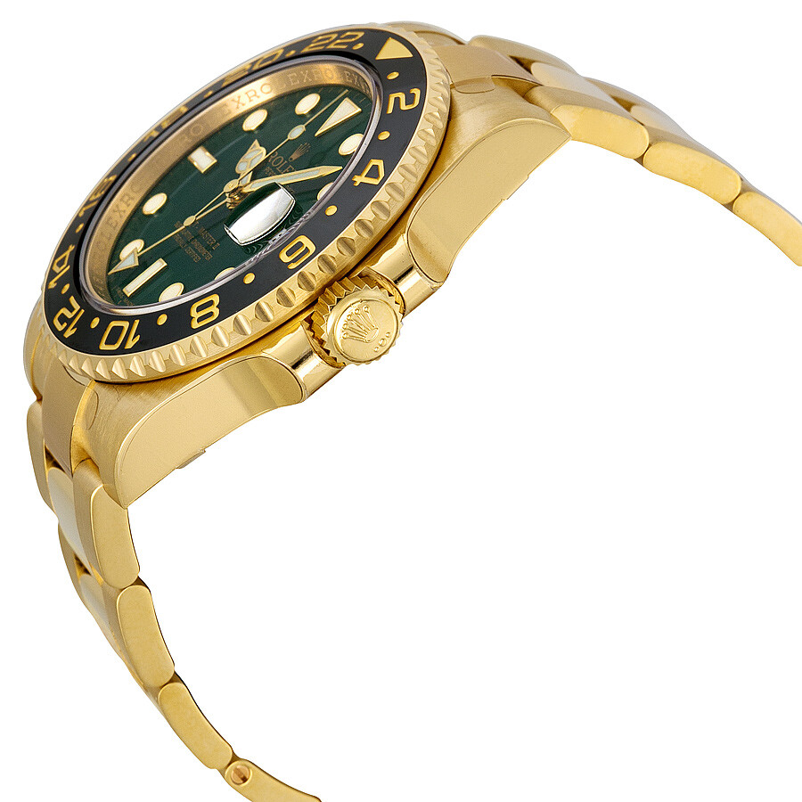 Rolex GMT Master II Green Dial 18K Yellow Gold Oyster Bracelet ...