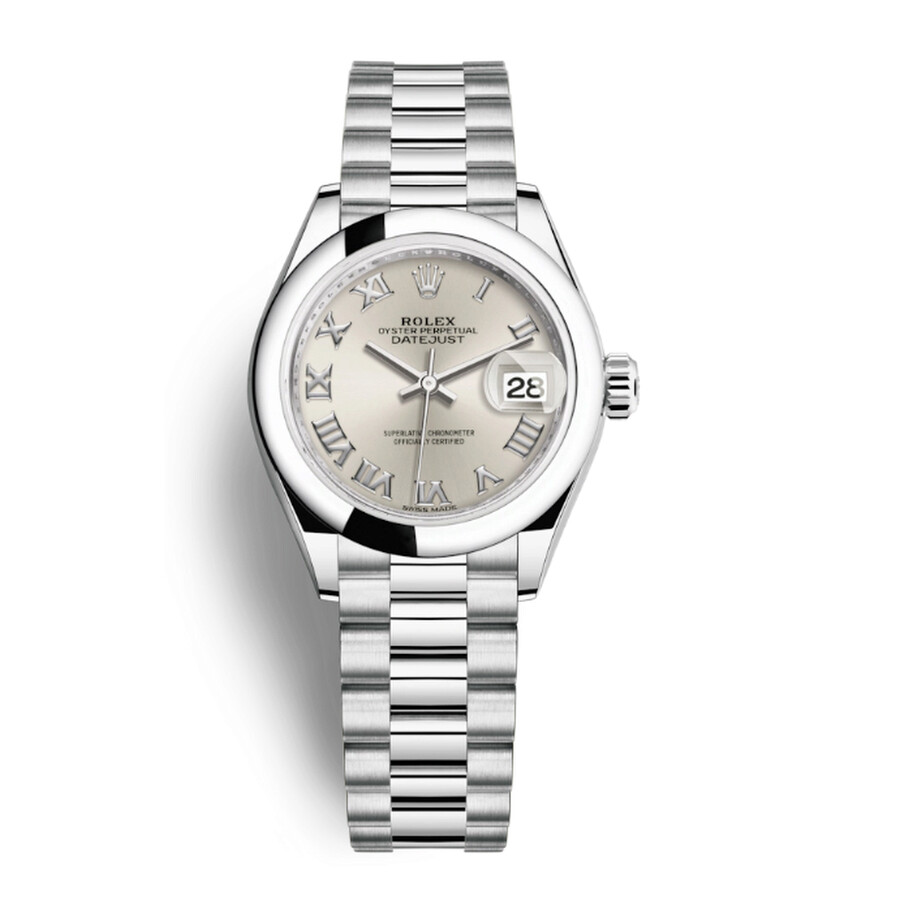 Rolex Lady-Datejust Silver Dial Automatic Platinum President Watch ...