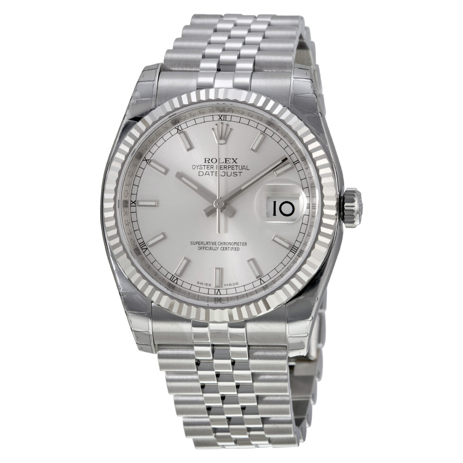 Rolex Oyster Perpetual 36 mm Silver Dial Stainless Steel Jubilee ...