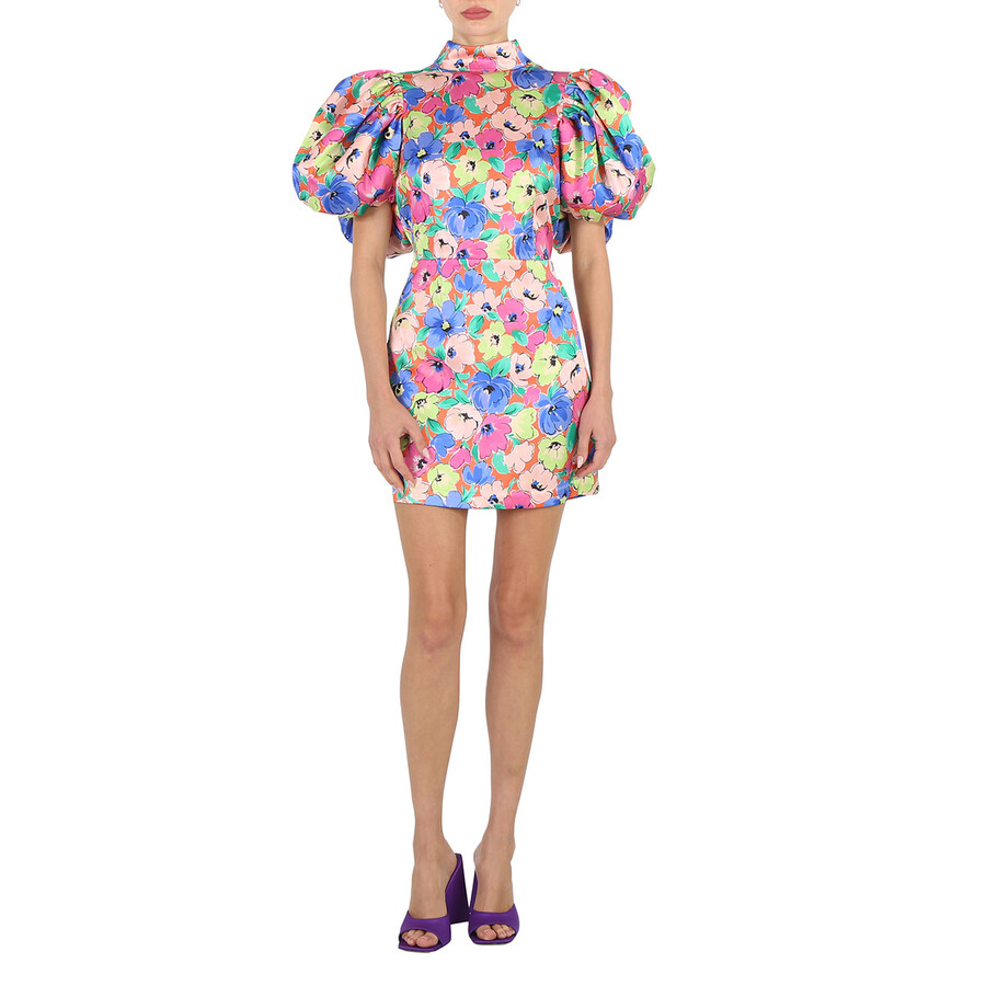 Rotate Ladies Necatrine Comb Silky Woven Puff-Sleeve Mini Dress, Brand ...