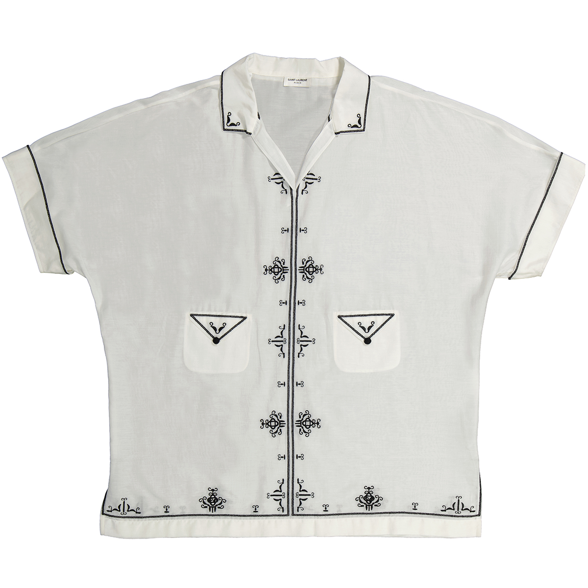 Saint Laurent Men's Multicolor Embroidered Tunic Top, Brand Size 40 ...