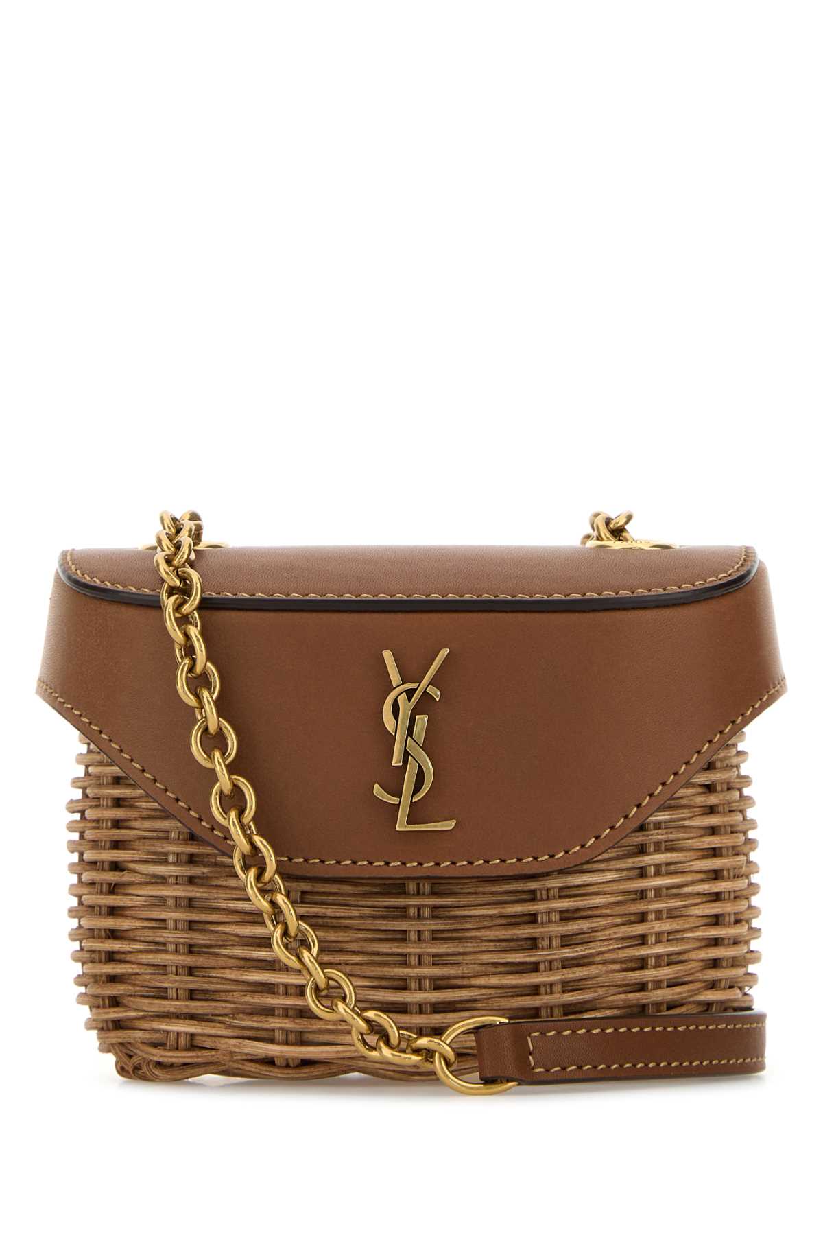 Saint Laurent Two-Tone Wicker And Leather Mini Box June Crossbod ...
