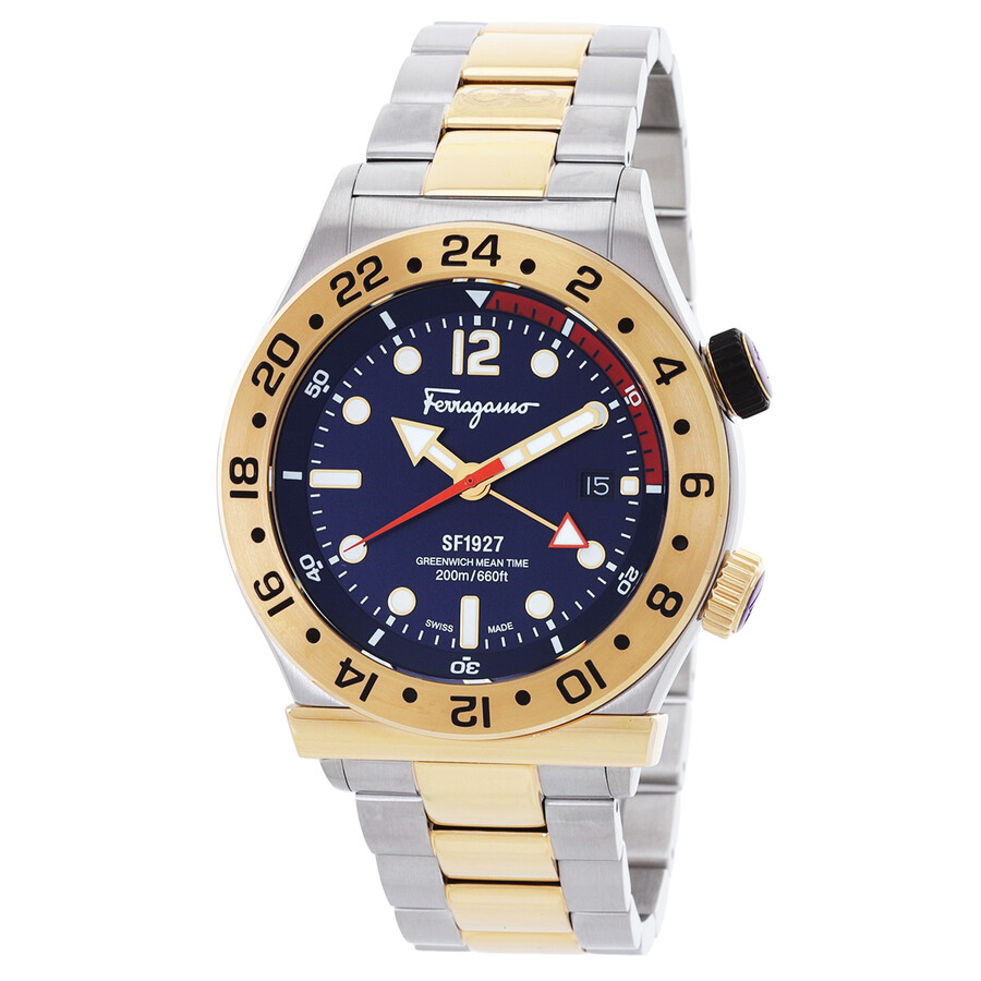 Ferragamo 1927 GMT Quartz Blue Dial Men's Watch SFMZ00522 7630615116426 ...