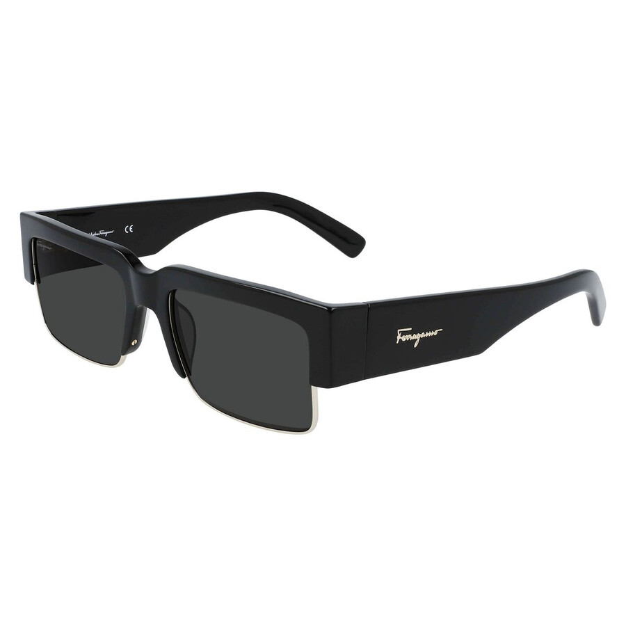 Ferragamo Salvatore Ferragamo Dark Grey Rectangular Unisex Sunglasses ...