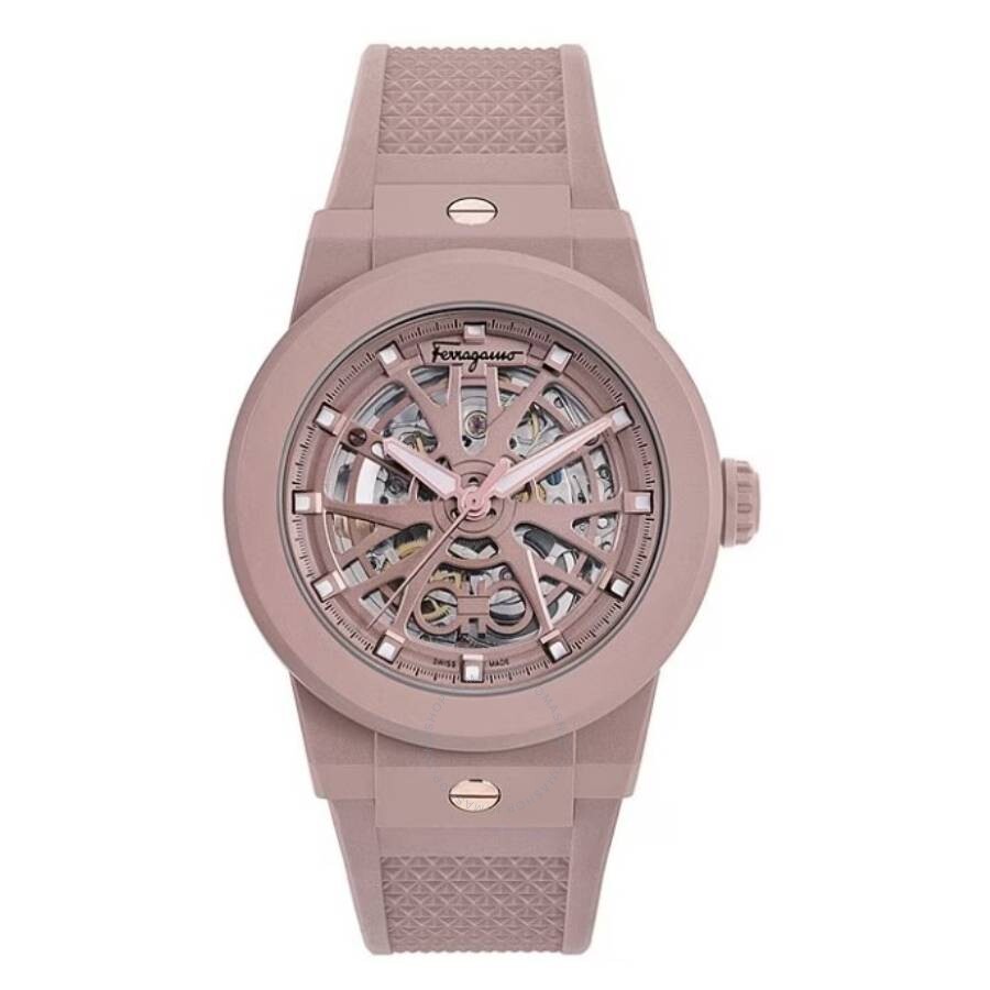 Ferragamo F-80 Automatic Taupe Skeleton Dial Men's Watch SFKG00123 ...