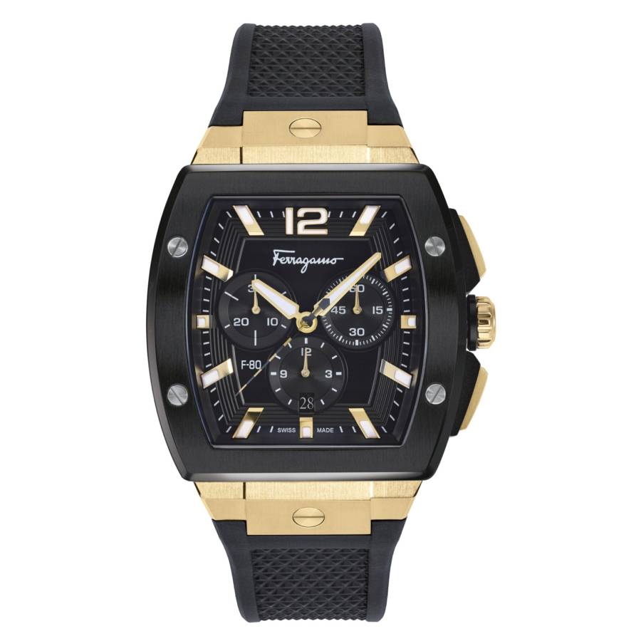 Ferragamo F-80 Chronograph Quartz Black Dial Men's Watch SFKE00223 ...