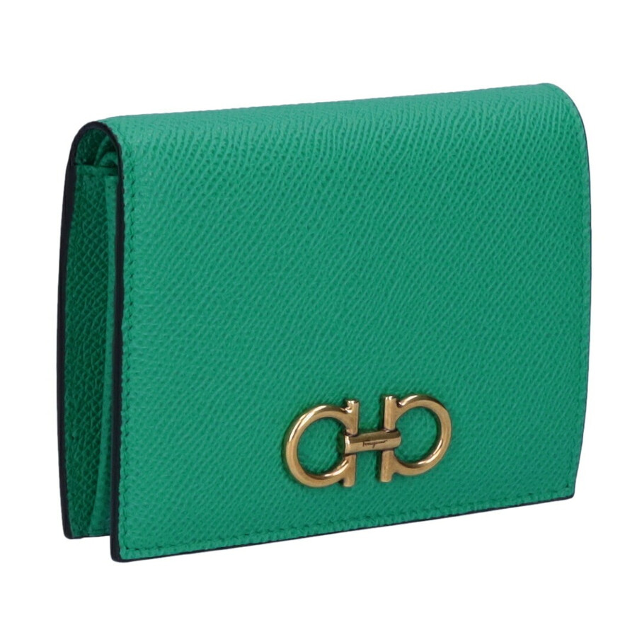 Ferragamo Salvatore Ferragamo Green Gancini Compact French Wallet ...