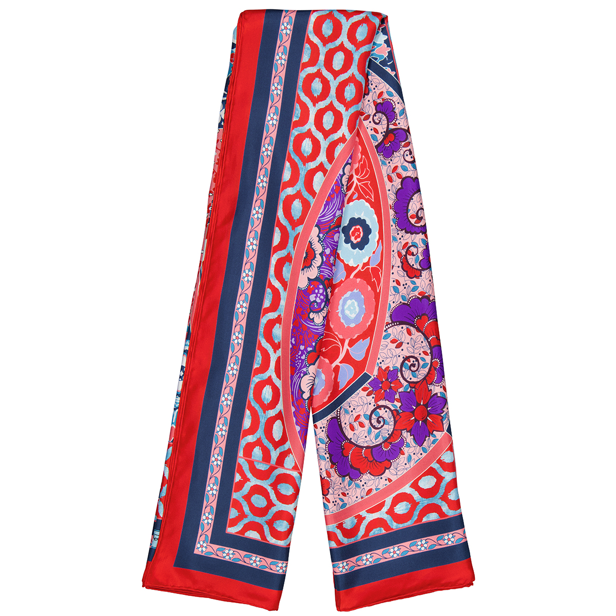 Ferragamo Salvatore Ferragamo Monile Print Silk Square Shawl In Red ...