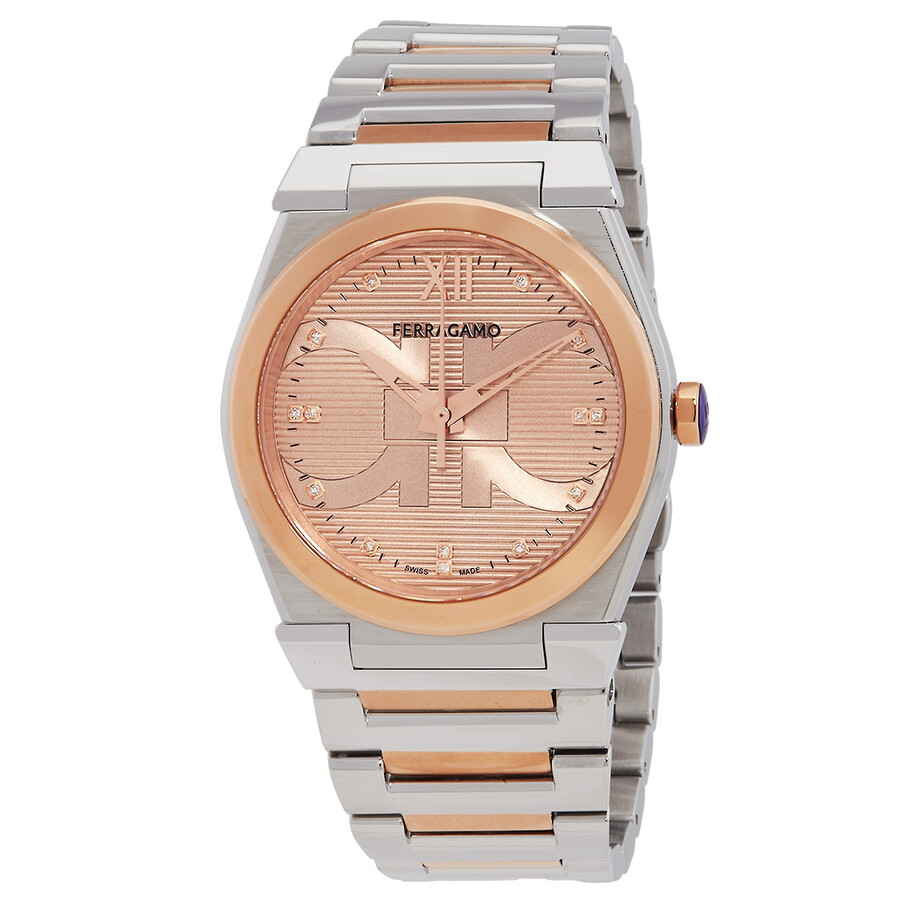 Ferragamo Vega Quartz Diamond Rose Gold Dial Men's Watch SFYF01223 ...