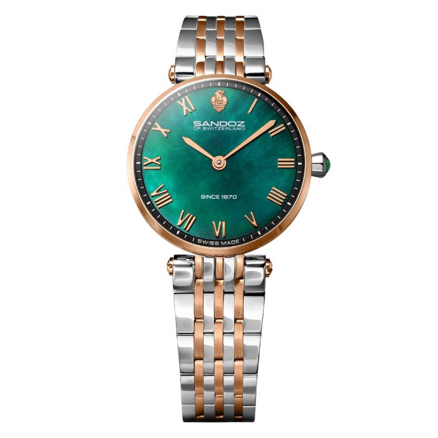 Sandoz Orangerie Quartz Green Mother of Pearl Dial Ladies Watch ...