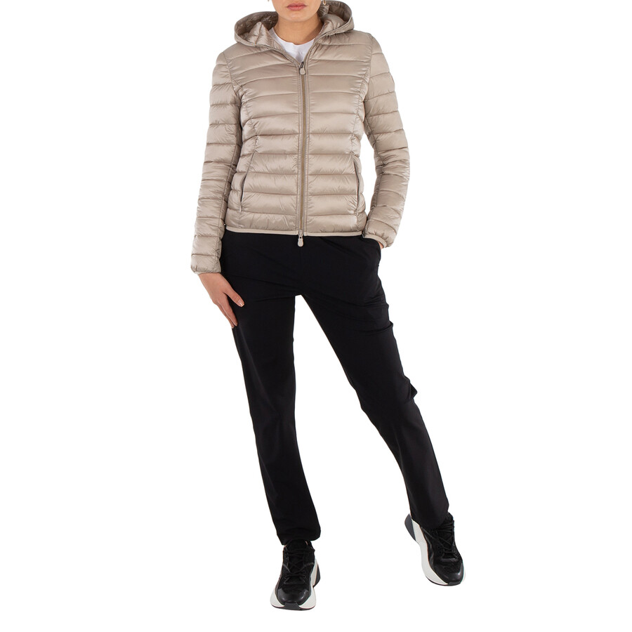 Save The Duck Ladies Beige Daisy Hooded Puffer Jacket, Brand Size 0 (X-Small) D33620W-IRIS13 ...