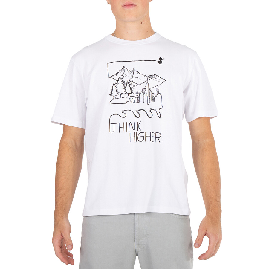 Save The Duck Men's White Think Higher Printed T-Shirt, Size Small ...
