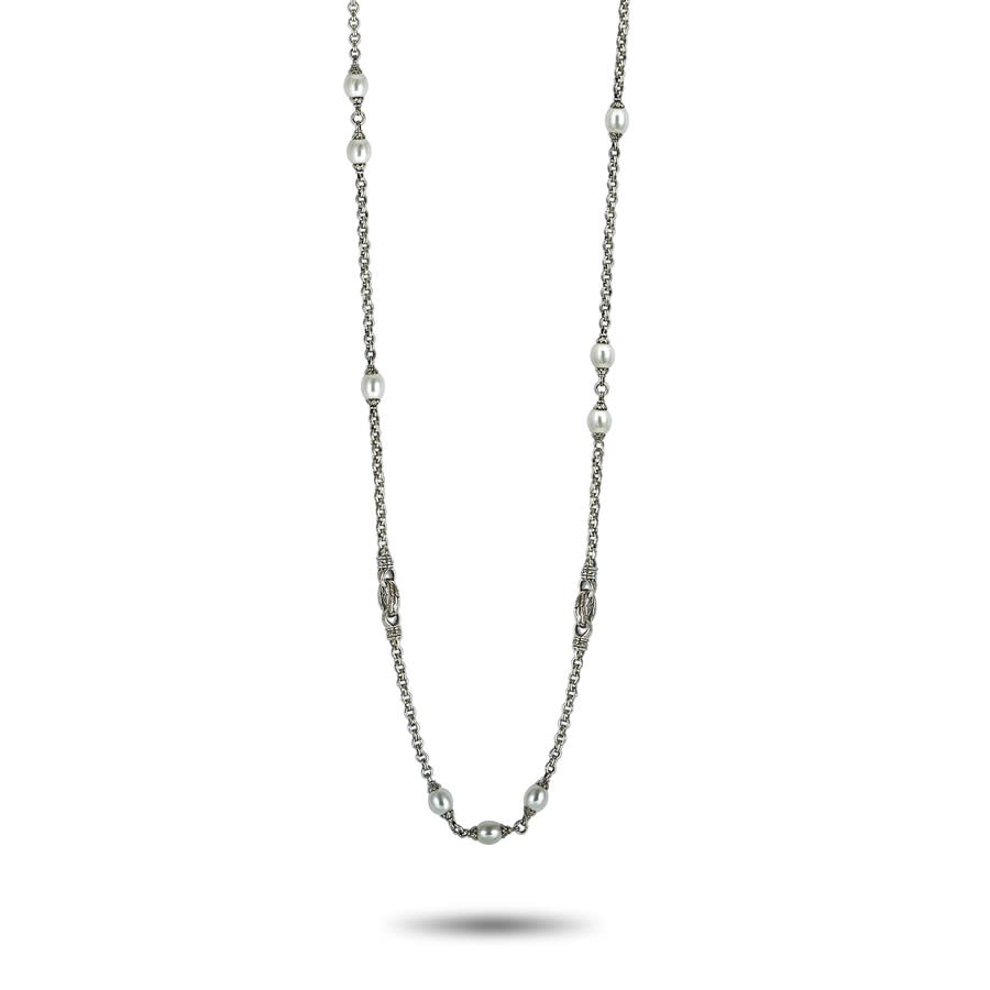Scott Kay Sterling Silver and Pearl Chain Long Necklace N1717SPBPM54-S ...