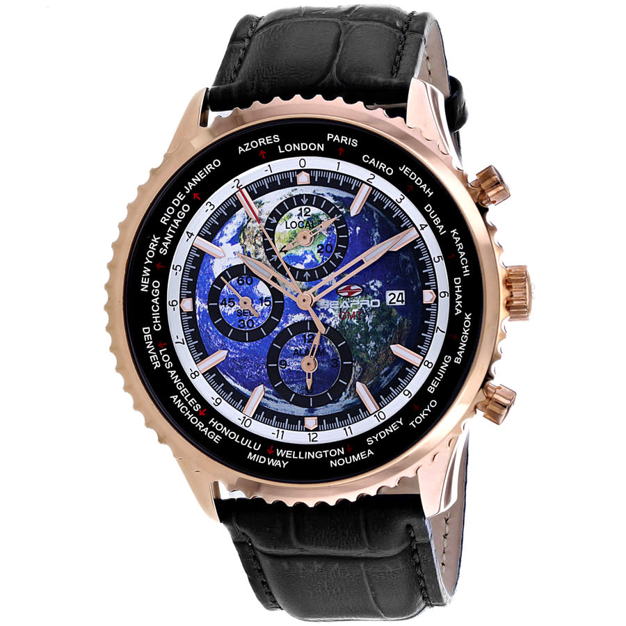 Seapro Meridian World Timer Gmt Chronograph Quartz Blue Dial Men's ...