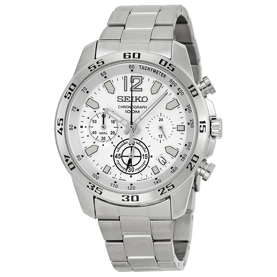 Seiko Chronograph Silver Dial Stainless Steel Men's Watch SSB123 ...