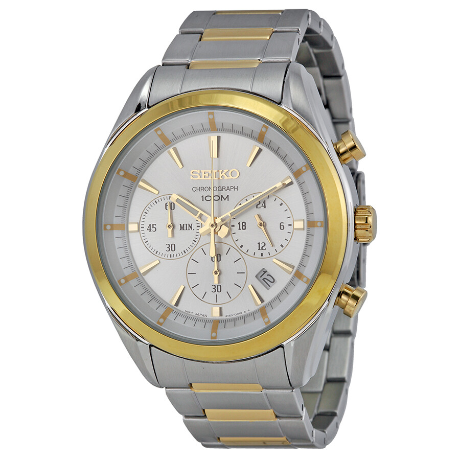 Seiko Chronograph White Dial Stainless Steel Men's Watch SSB090 ...