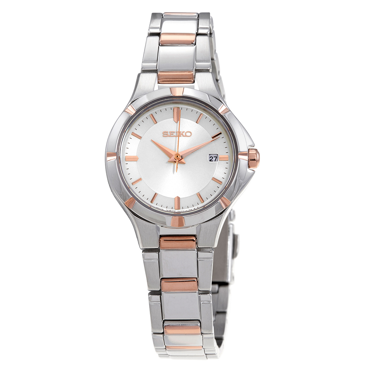 Seiko Essentials Quartz White Sunray Dial Two-tone Ladies Watch SUR416 ...