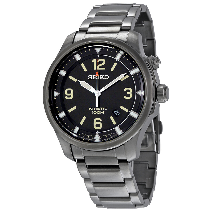 Seiko Kinetic Grey Dial Grey Ion-plated Men's Watch SKA707 029665182401 ...