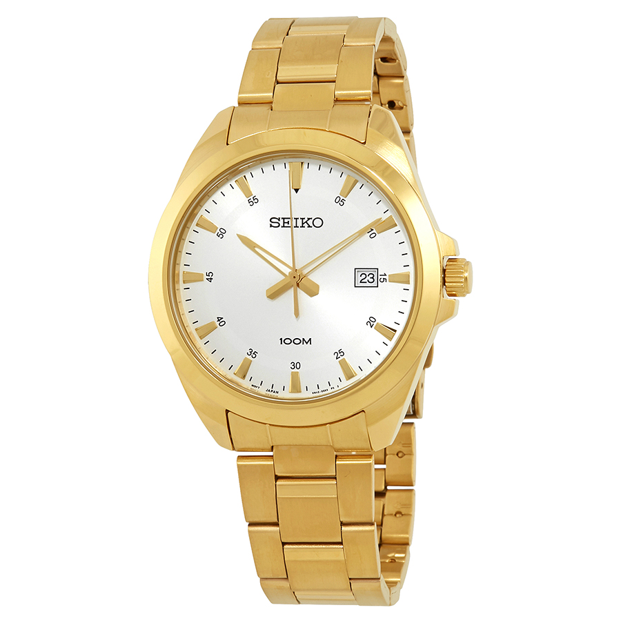 Seiko Neo Classic Silver Dial Yellow Gold-tone Men's Watch SUR212 ...