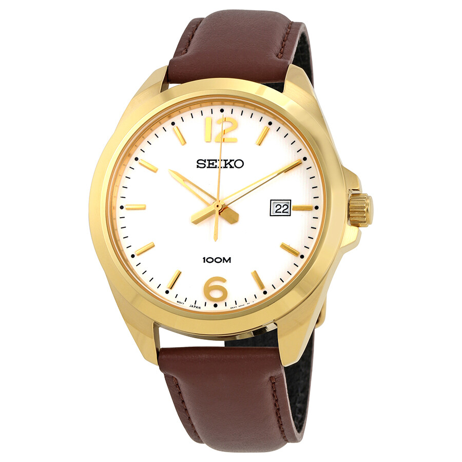 Seiko Neo Classic White Dial Brown Leather Men's Watch SUR216 4954628207647 - Watches, Stainless ...