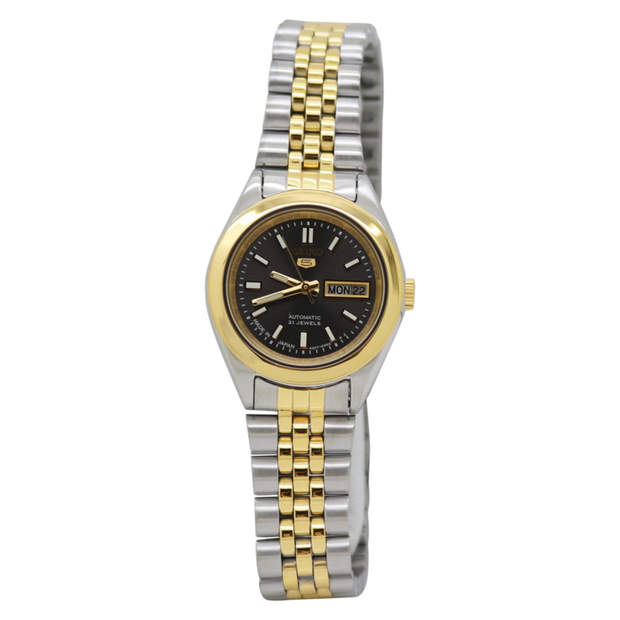 Seiko 5 Automatic Black Dial Ladies Watch SYMF78J1 - Watches, Stainless ...