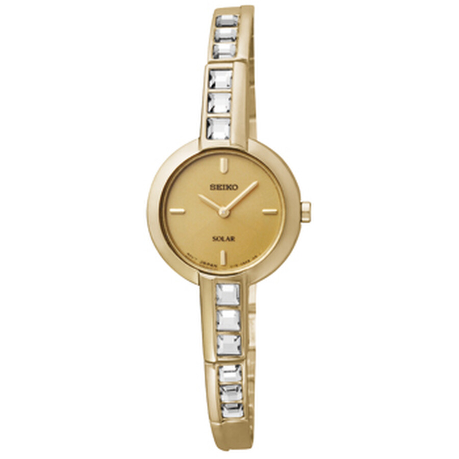 Seiko Solar Gold Dial Gold-Tone Stainless Steel With Embellishment ...