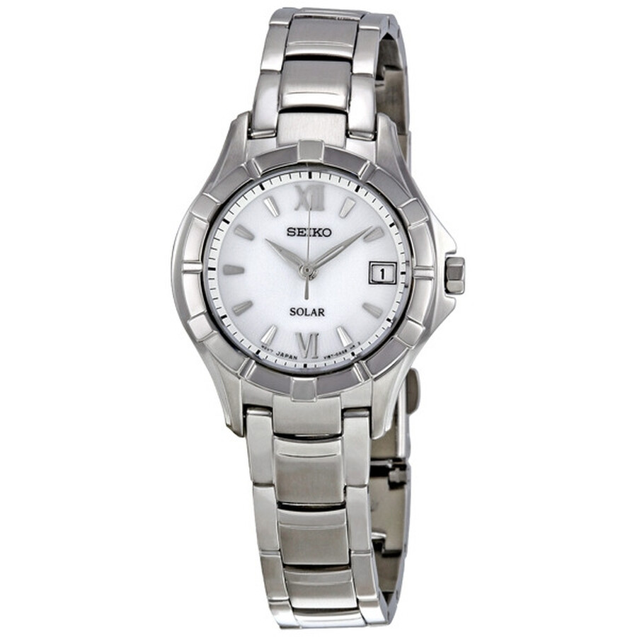 Seiko Solar Quartz Mother of Pearl Dial Ladies Watch SUT049 ...