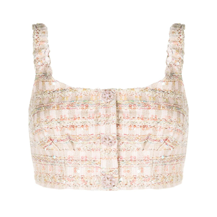 Self Portrait Ladies Pink Sequin Boucle Top, Brand Size 10 PF23-099T-P ...