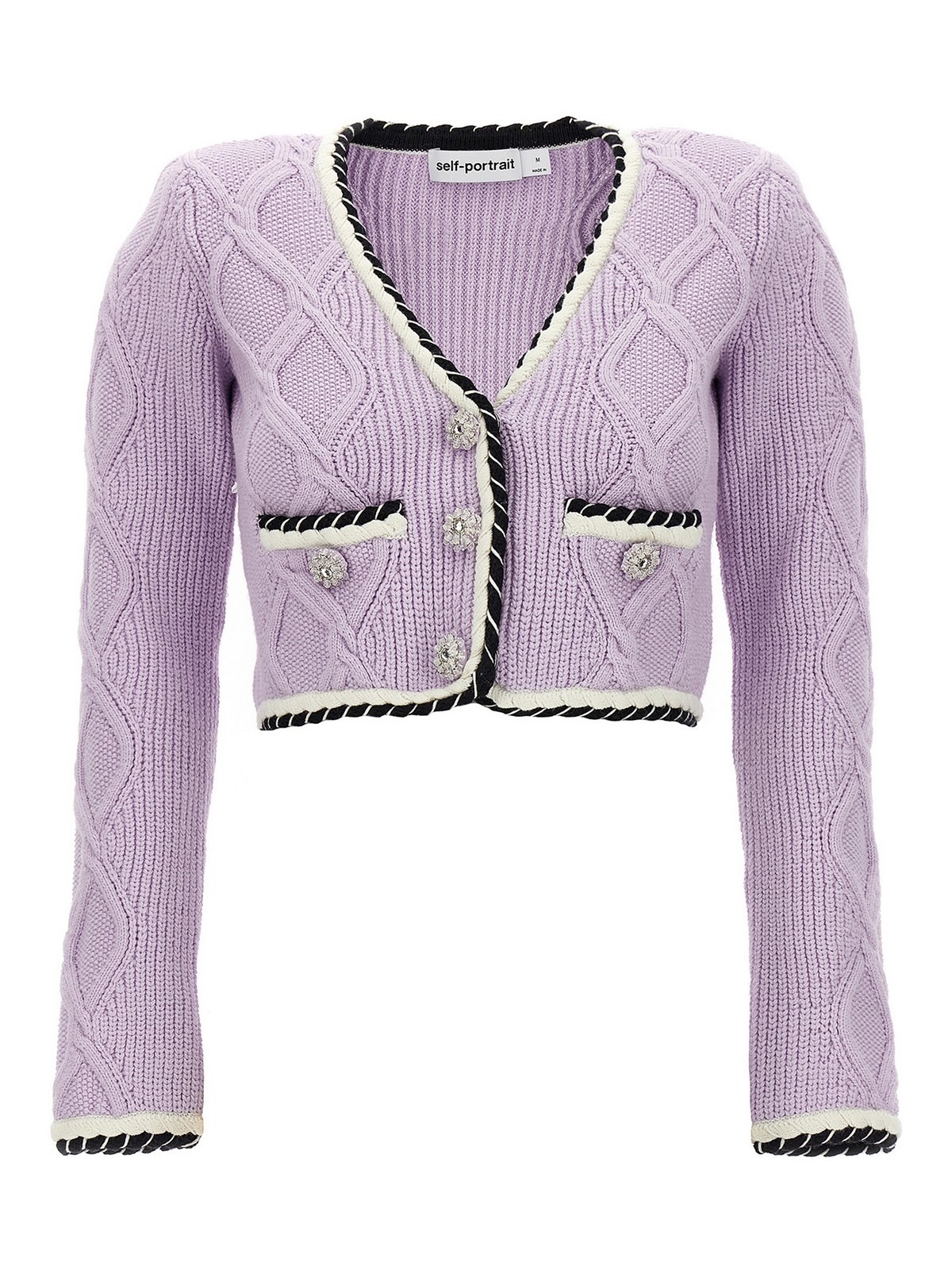 Self Portrait Ladies Purple Cable-Knit Cardigan, Size Medium PF23-194J ...