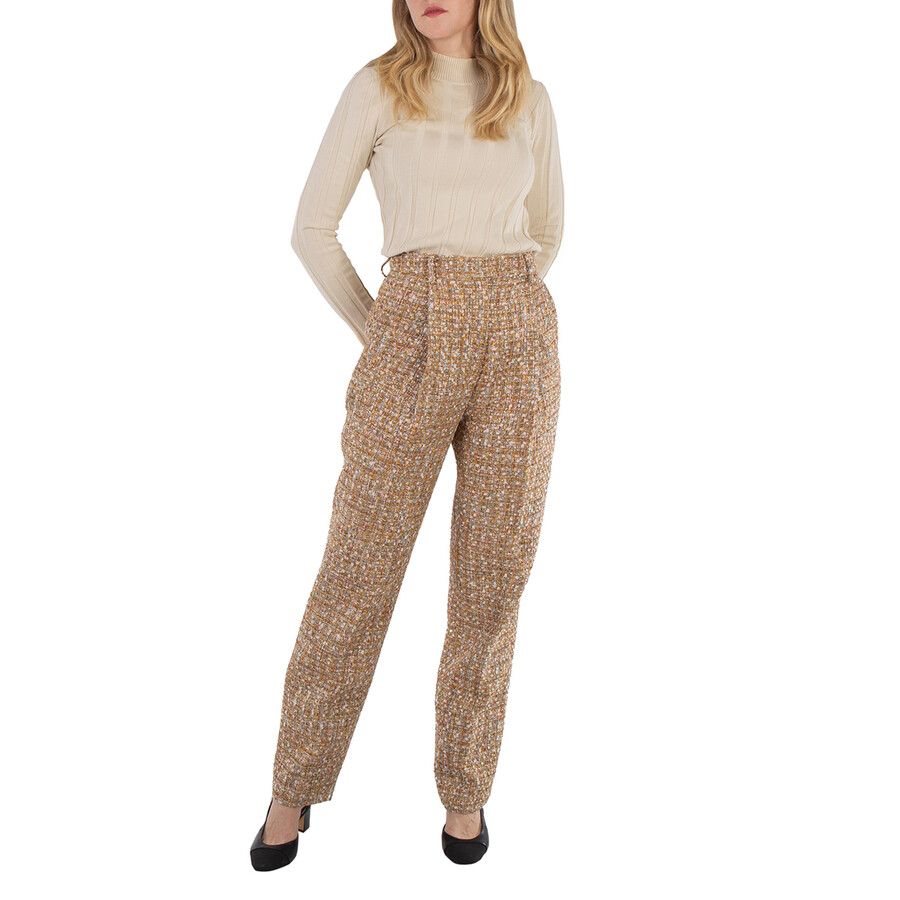 Self Portrait Long Tinsel Boucle Pants, Brand Size 8 (US Size 4) AW22-139SH-GOLD - Clothing ...