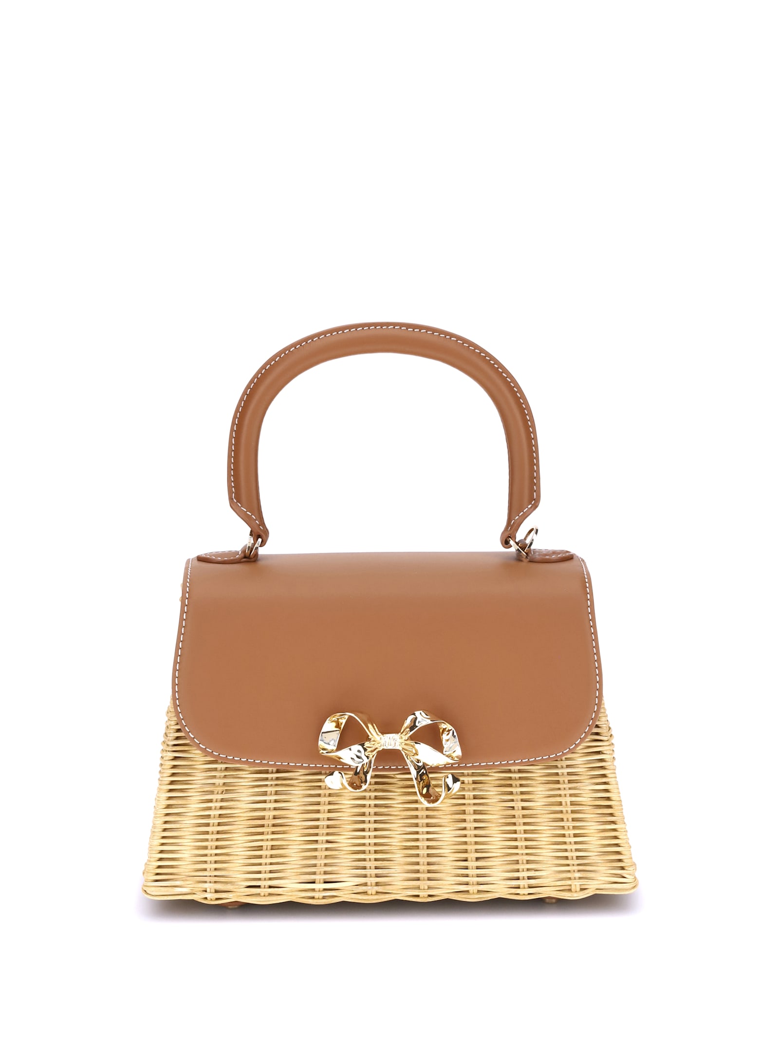 Self Portrait Self-Portrait Rattan Bow Handbag PF25303ABRBROWN ...