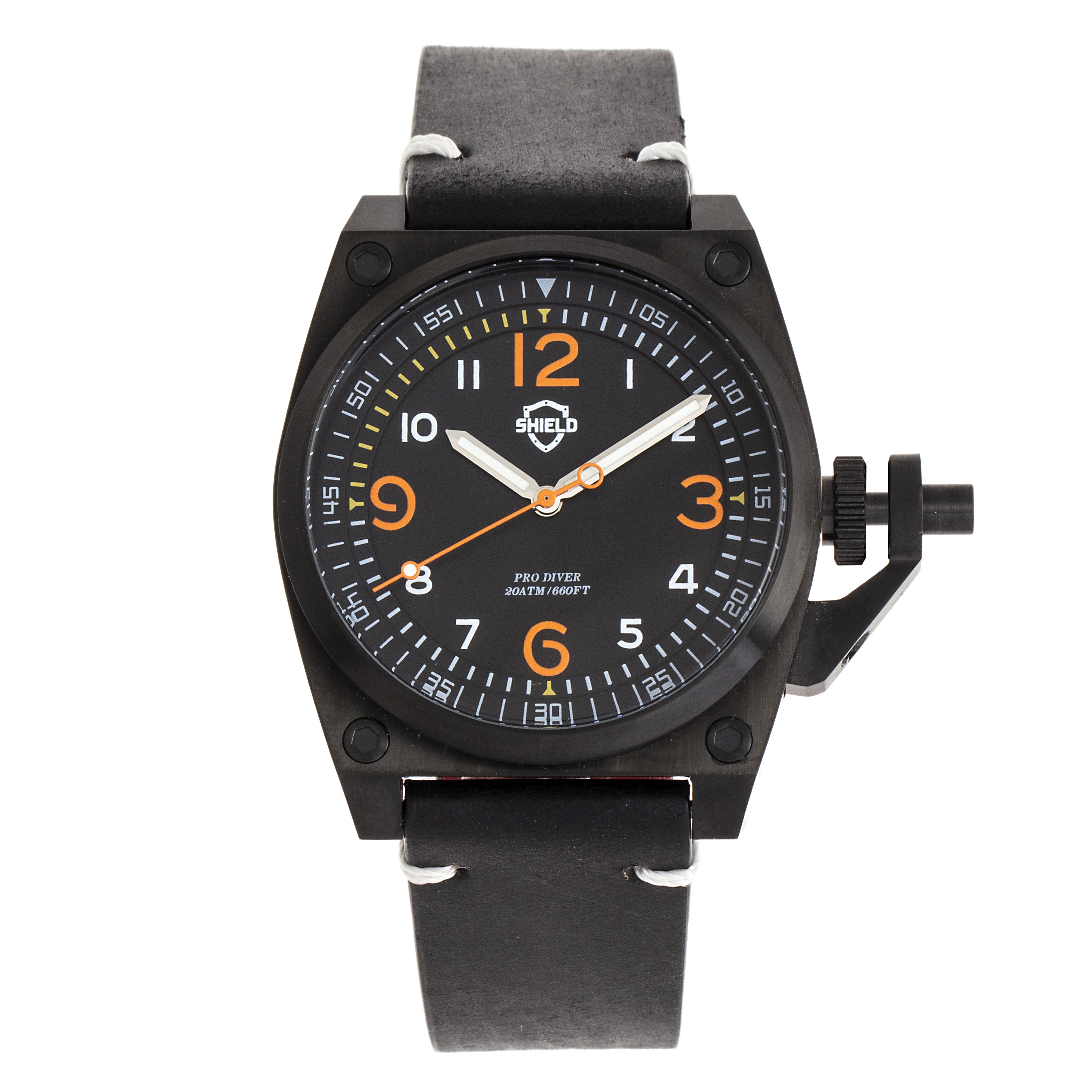 Shield Pascal Quartz Black Dial Black Leather Men's Watch SLDSH102-6 ...