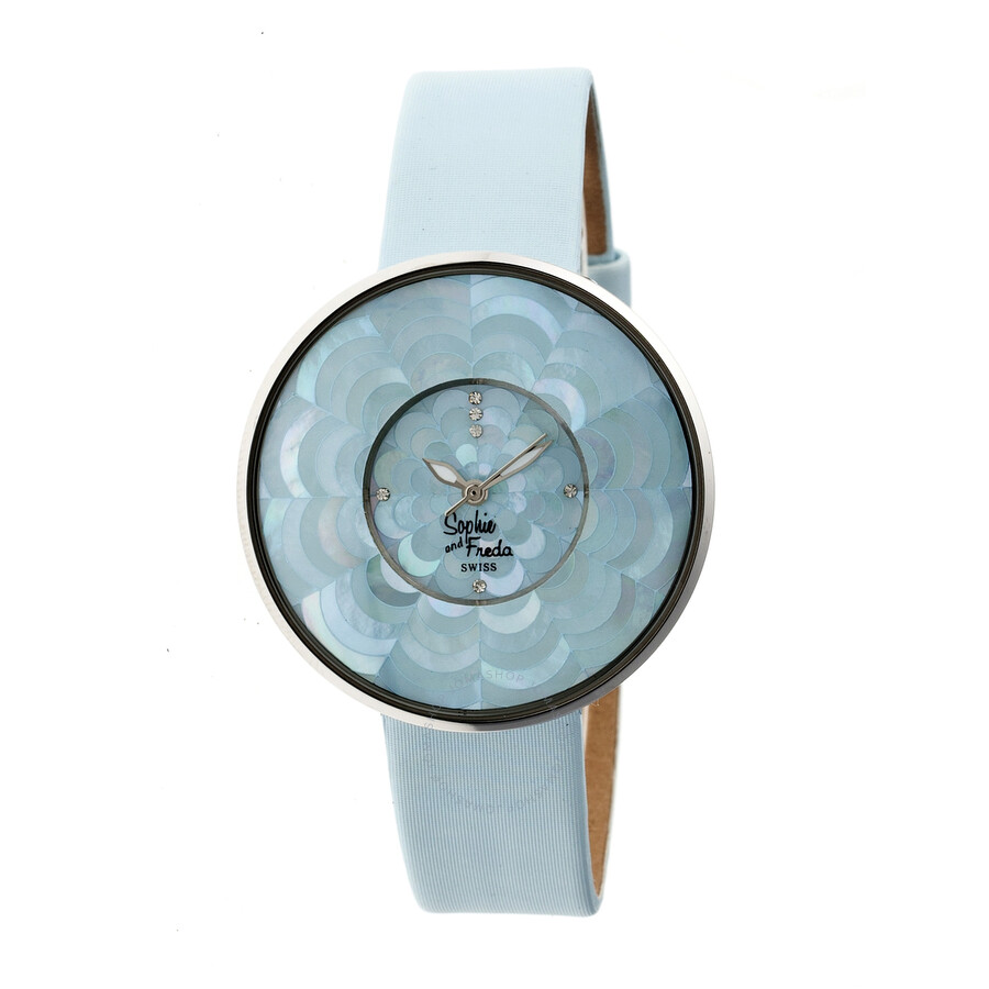 Sophie And Freda Venice Powder Blue Mosaic Mother of Pearl Dial Ladies ...